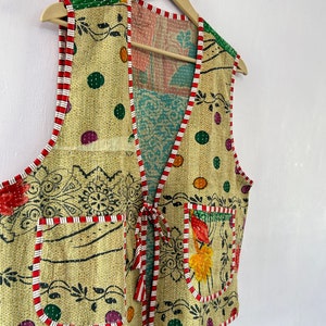 Cotton Kantha Handmade Waistcoat , Long Length Summer Vest , Unisex ...