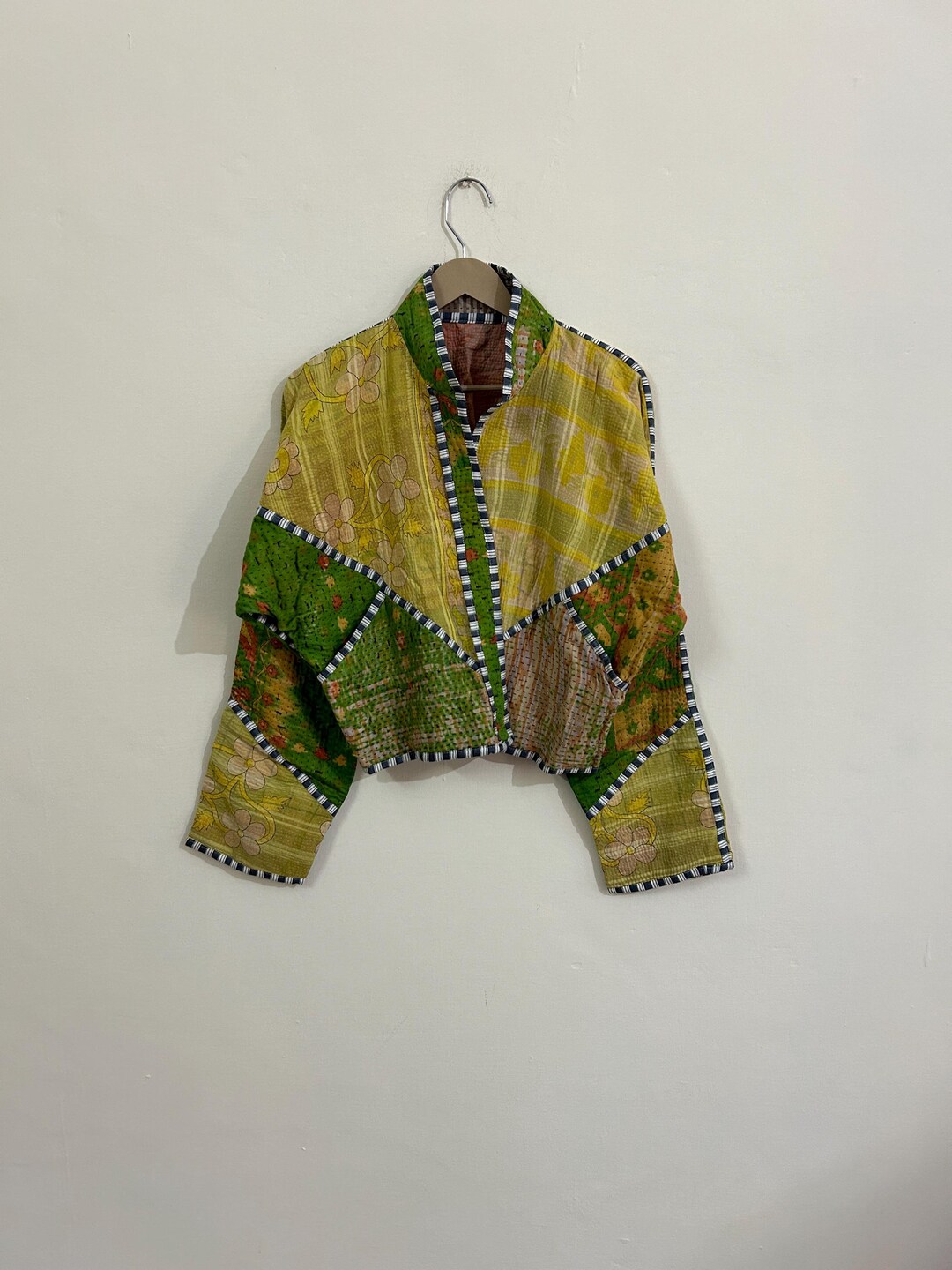 Vintage Kiara Cropped Quilted Patchwork Kantha Jacket , Handmade ...