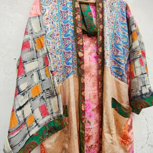 Traditional Indian Patchwork Silk Kimono Robe for Women - Etsy