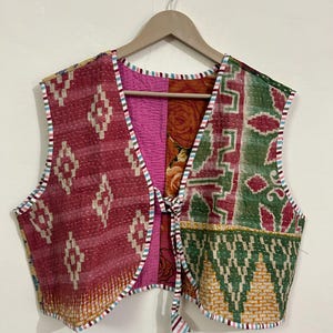 Vintage Indigo Handmade Kantha Vest Jacket , Unisex Waistcoat, Cotton ...