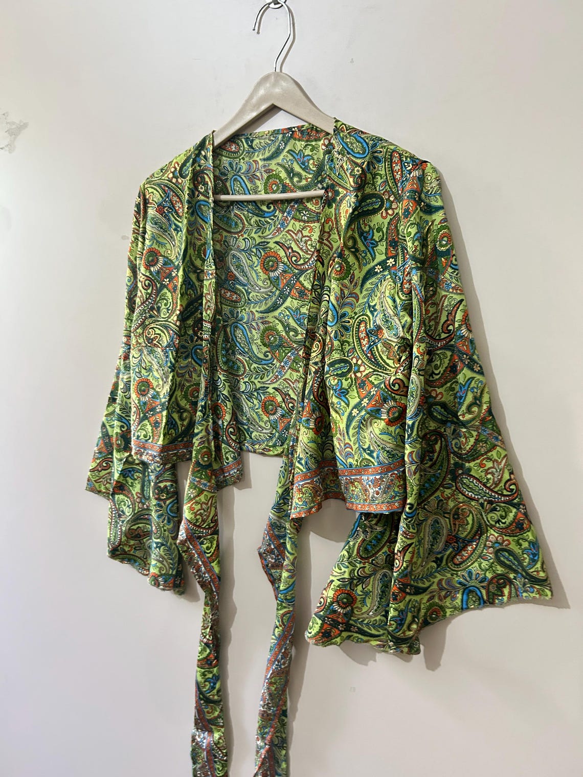 Handmade Silk Wrap Top: Boho Hippie Bell Sleeve Tie Top - Etsy