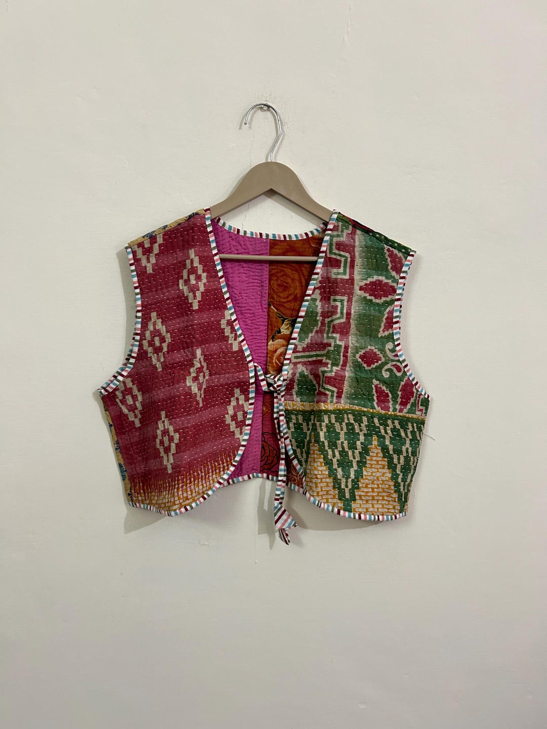 Vintage Indigo Handmade Kantha Vest Jacket , Unisex Waistcoat, Cotton ...