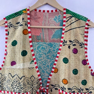 Cotton Kantha Handmade Waistcoat , Long Length Summer Vest , Unisex ...