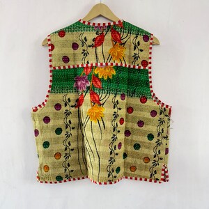 Cotton Kantha Handmade Waistcoat , Long Length Summer Vest , Unisex ...