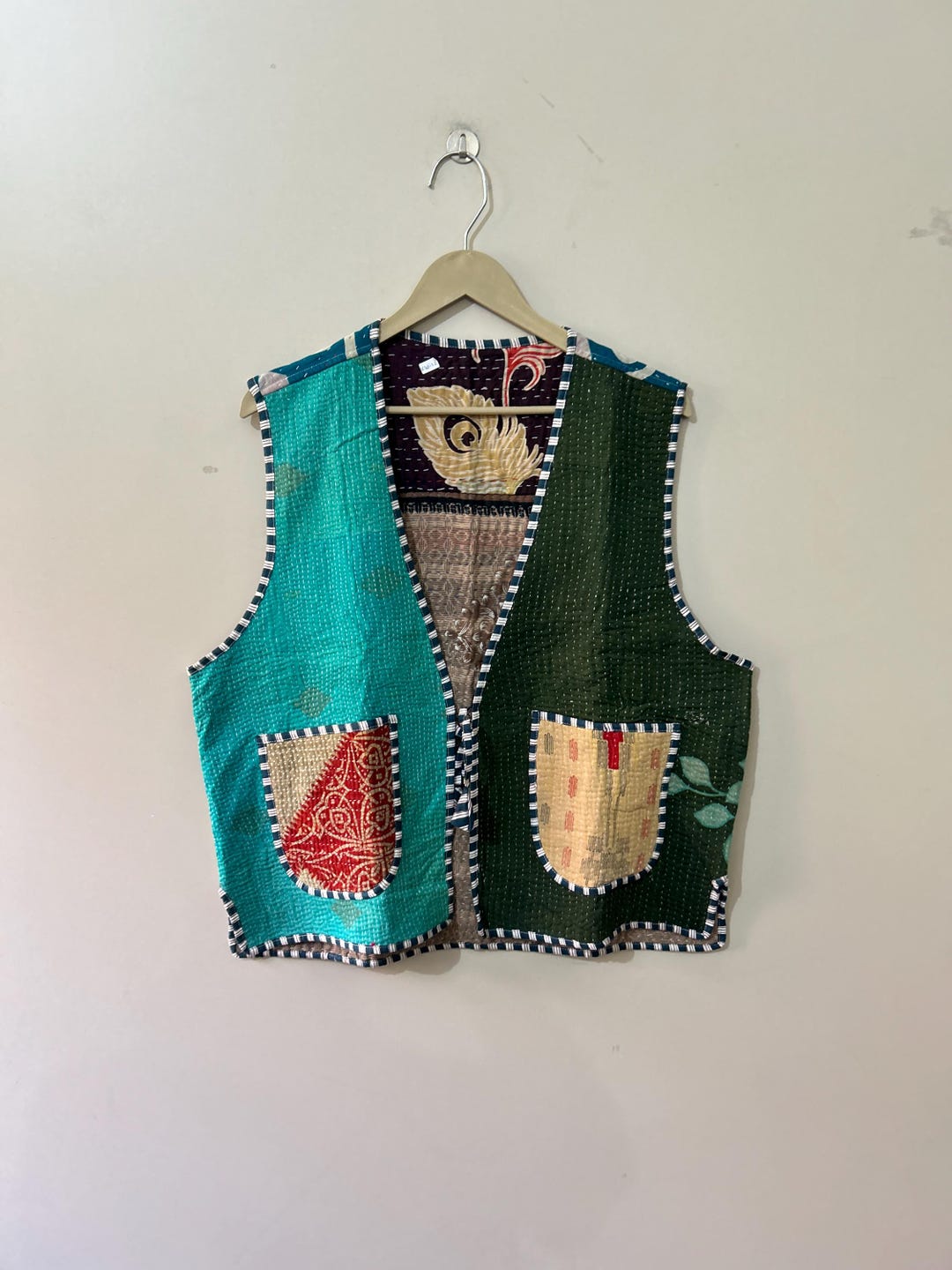 Kantha Waistcoat Jacket , Long Length Vest , Summer Vest , Kantha ...