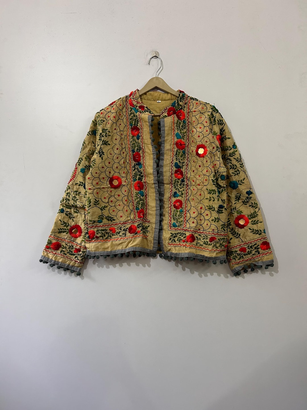Indian Handmade Phulkari Embroidered Jacket Coat for Women - Etsy