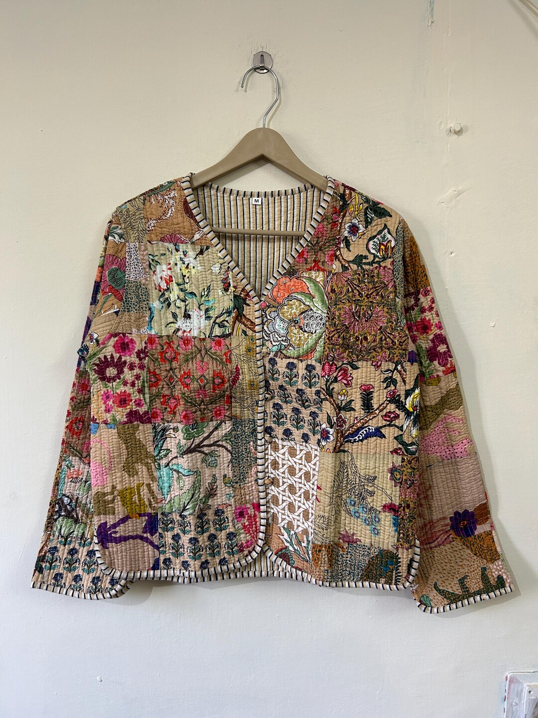 Bohemian Quilted Patchwork Jacket for Women, Reversible Cotton Jacket ...