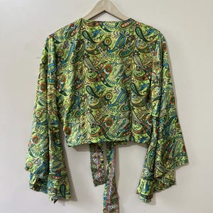 Handmade Silk Wrap Top: Boho Hippie Bell Sleeve Tie Top - Etsy
