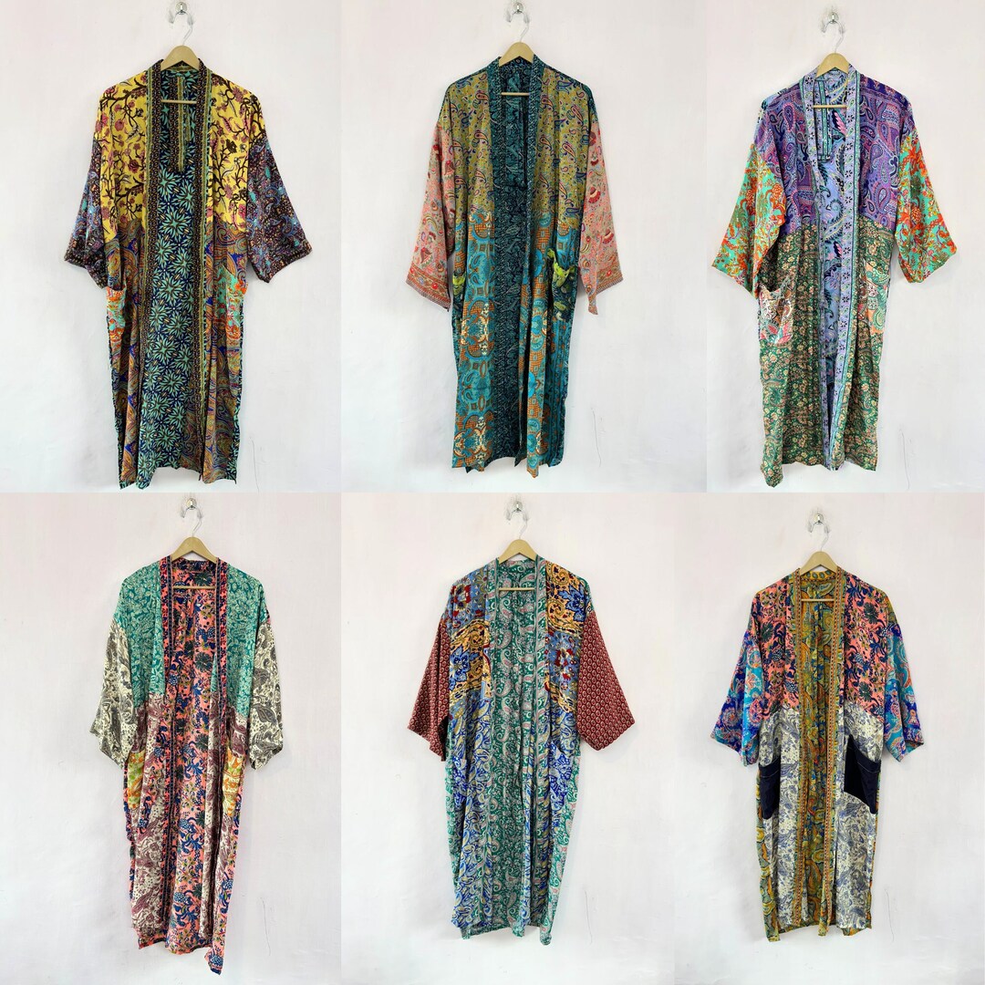 Woman Silk Kimono, Vintage Kimono Robe for Women, Boho Kimono Duster ...