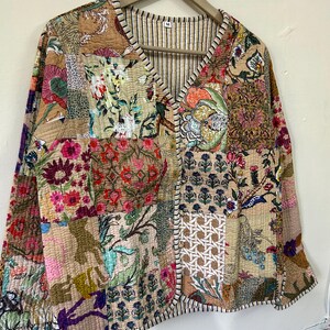 Bohemian Quilted Patchwork Jacket for Women, Reversible Cotton Jacket ...