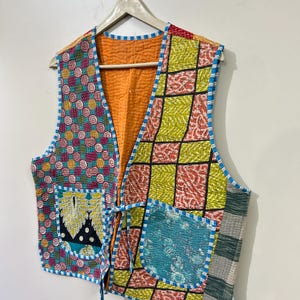 Kantha Vest Jacket , Short Length Kantha Waistcoat , Cotton Kantha ...