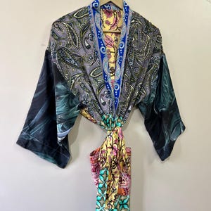 Traditional Indian Patchwork Silk Kimono Robe for Women, Duster Jacket ...