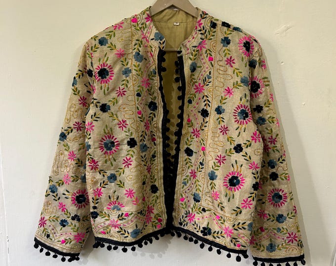 Handmade Vintage Style Phulkari Embroidered Jacket for Women - Etsy
