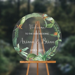 Tropical Leaf Wedding Welcome Sign | Special Welcome Sign | Round Clear ...