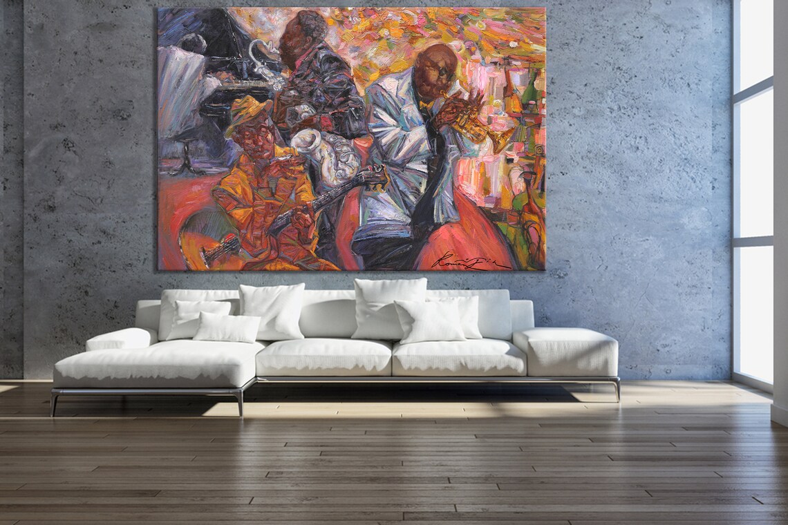 Afro Classic Jazz Abstract Dancing African People Canvas | Etsy