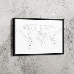 Paintable World Map Canvas, Customizable Map for Travelers, Perfect ...