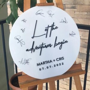 Guest Book Signature Sign / Round White Acrylic Name Sign / Custom ...