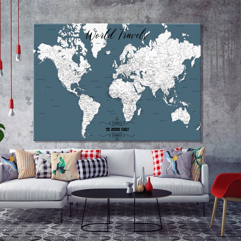 Push Pin World Map - Etsy