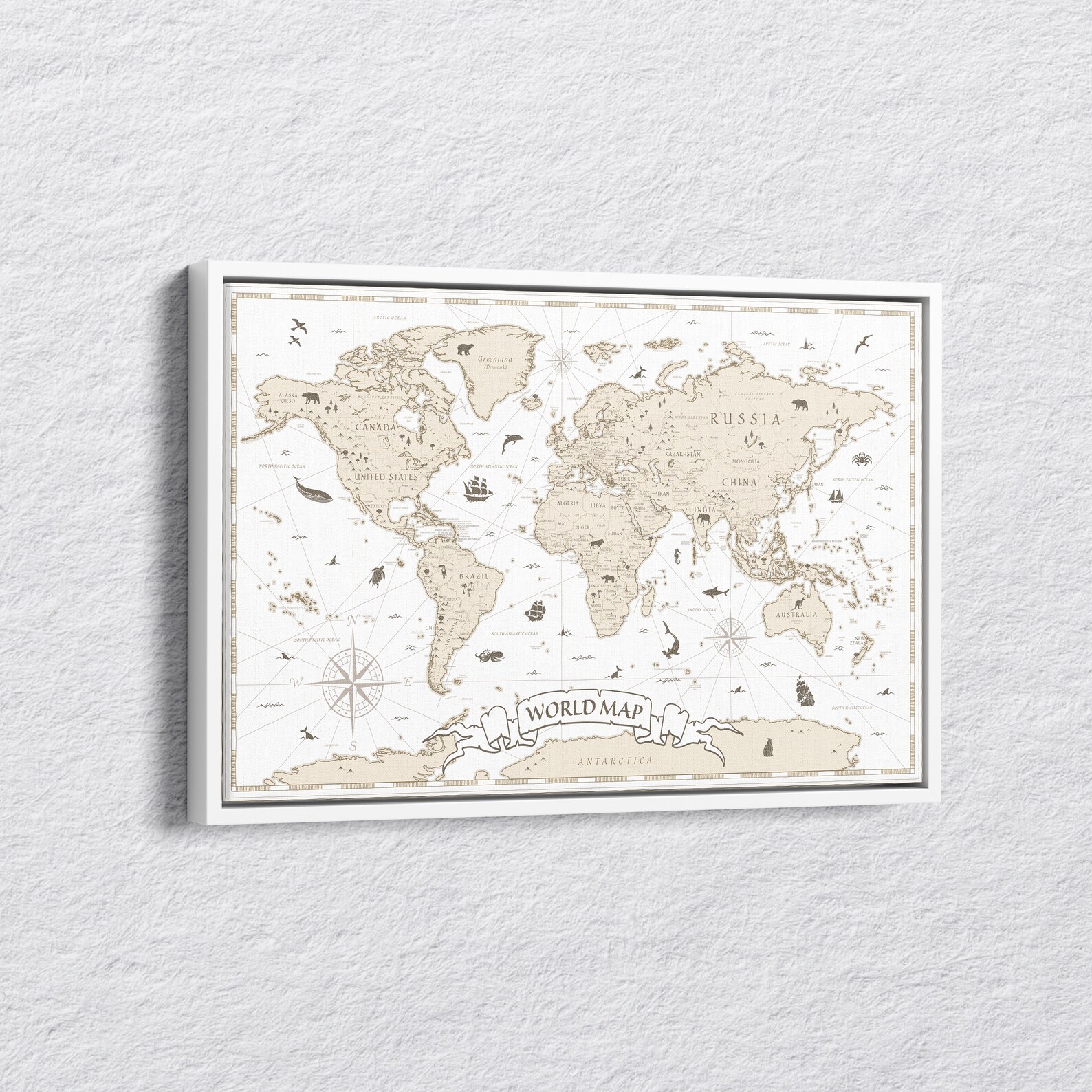 WORLD Map Canvas Wall Art Earth Map Framed Canvas Push Pin - Etsy