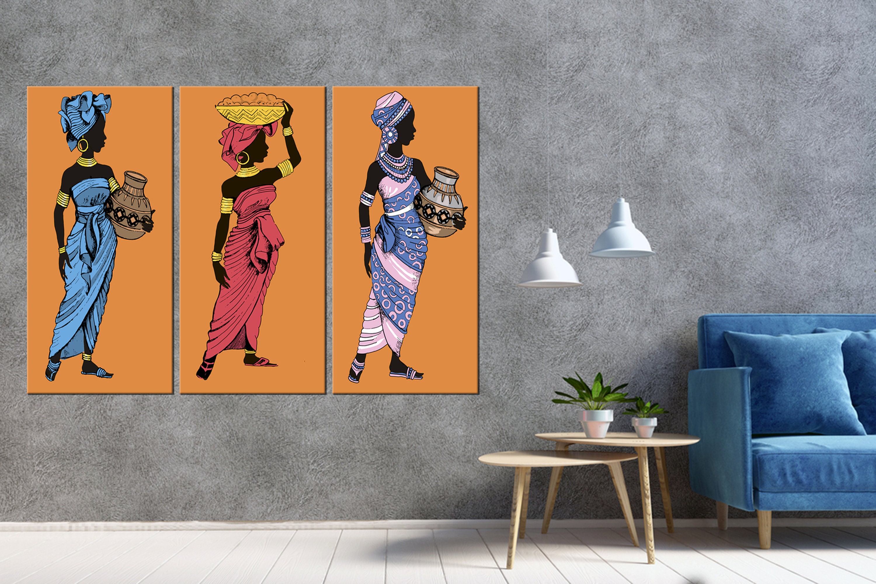 African Tribal Girls Canvas, Pop Art Painting Print, Afro Motifs - Etsy