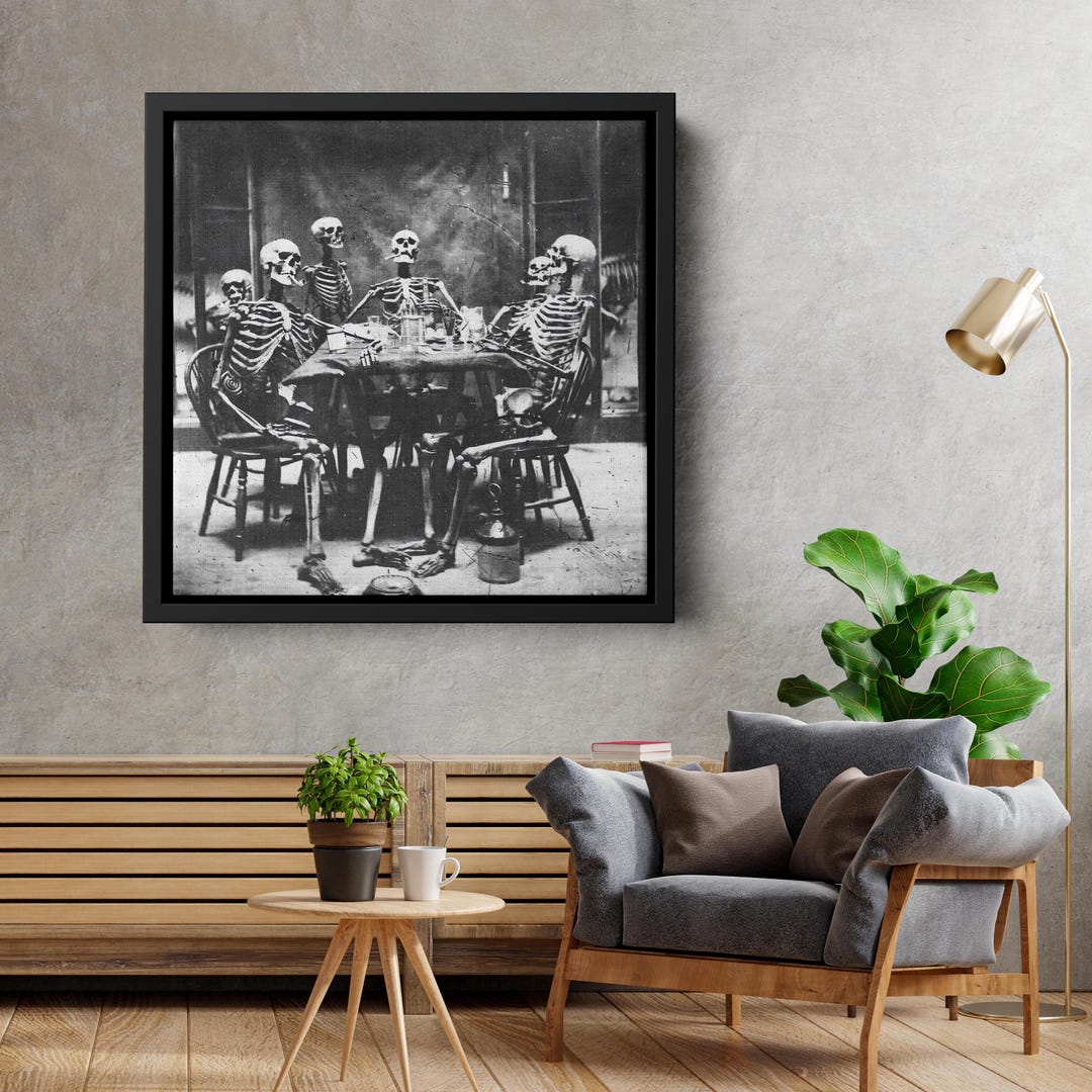 Vintage Skeleton Last Supper Canvas Art | Gothic Halloween Decor - Etsy