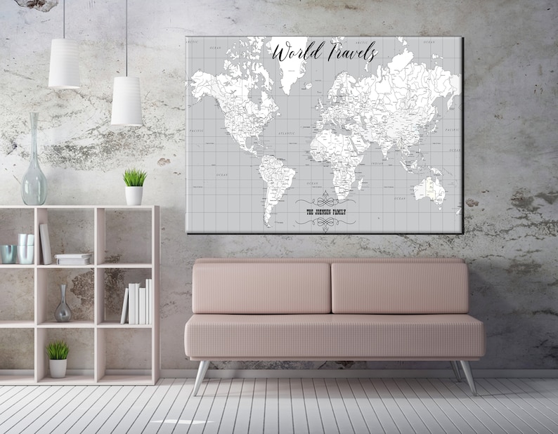Push Pin World Map World Map Poster Canvas Travel Map - Etsy