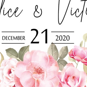 Sale %40 Pink Flower Printed Acrylic Wedding Sign | Floral Clear ...