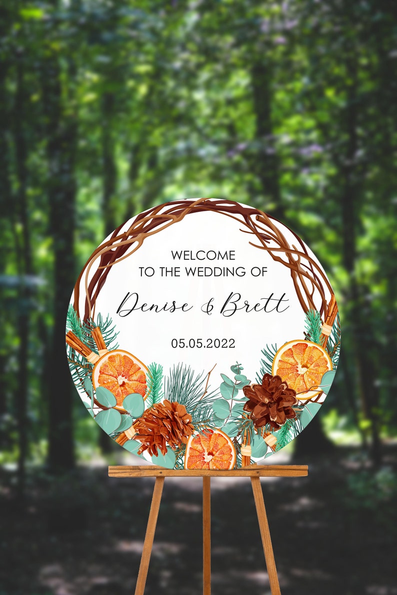 Orange Wedding Welcome Sign Round White Acrylic Welcome Sign - Etsy