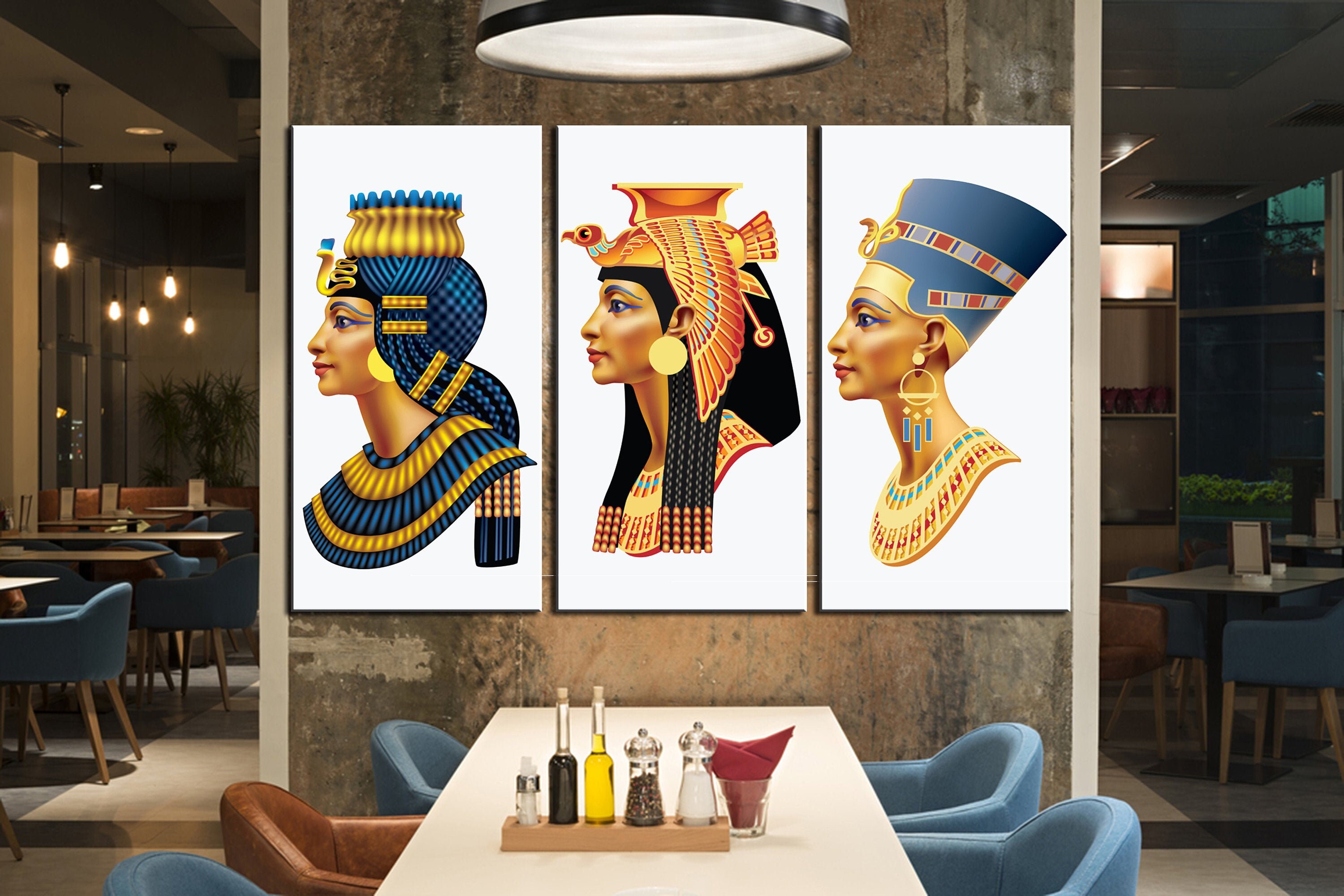 Egyption Antique Queens and Goddess Canvas Set Traditional | Etsy