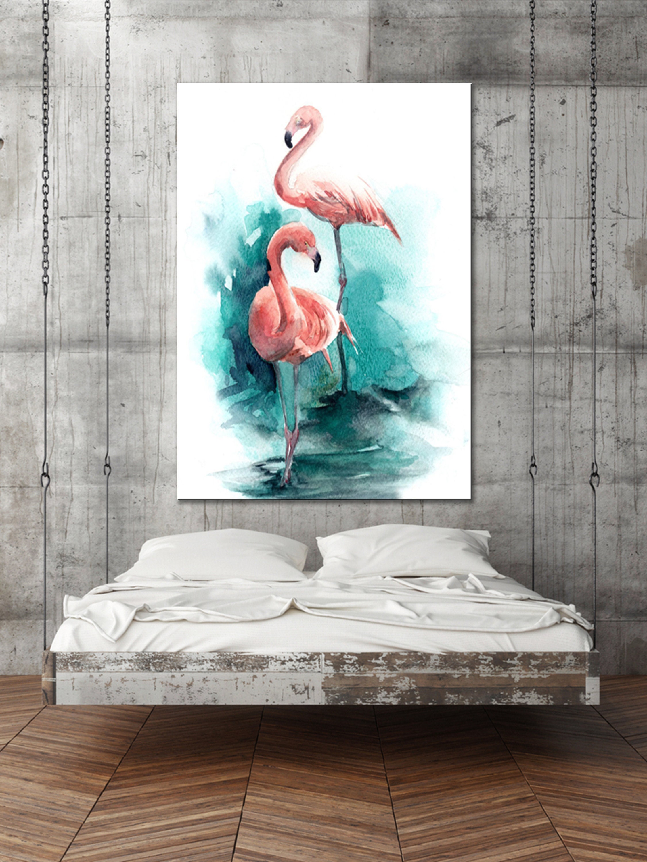 Flamingo Wall Art Decor Modern Wall Art Nature Office | Etsy