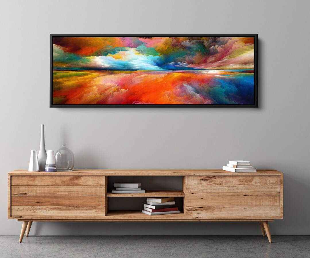 Colorful Abstract Artwork Canvas,framed Colorful Abstract Canvas Decor ...