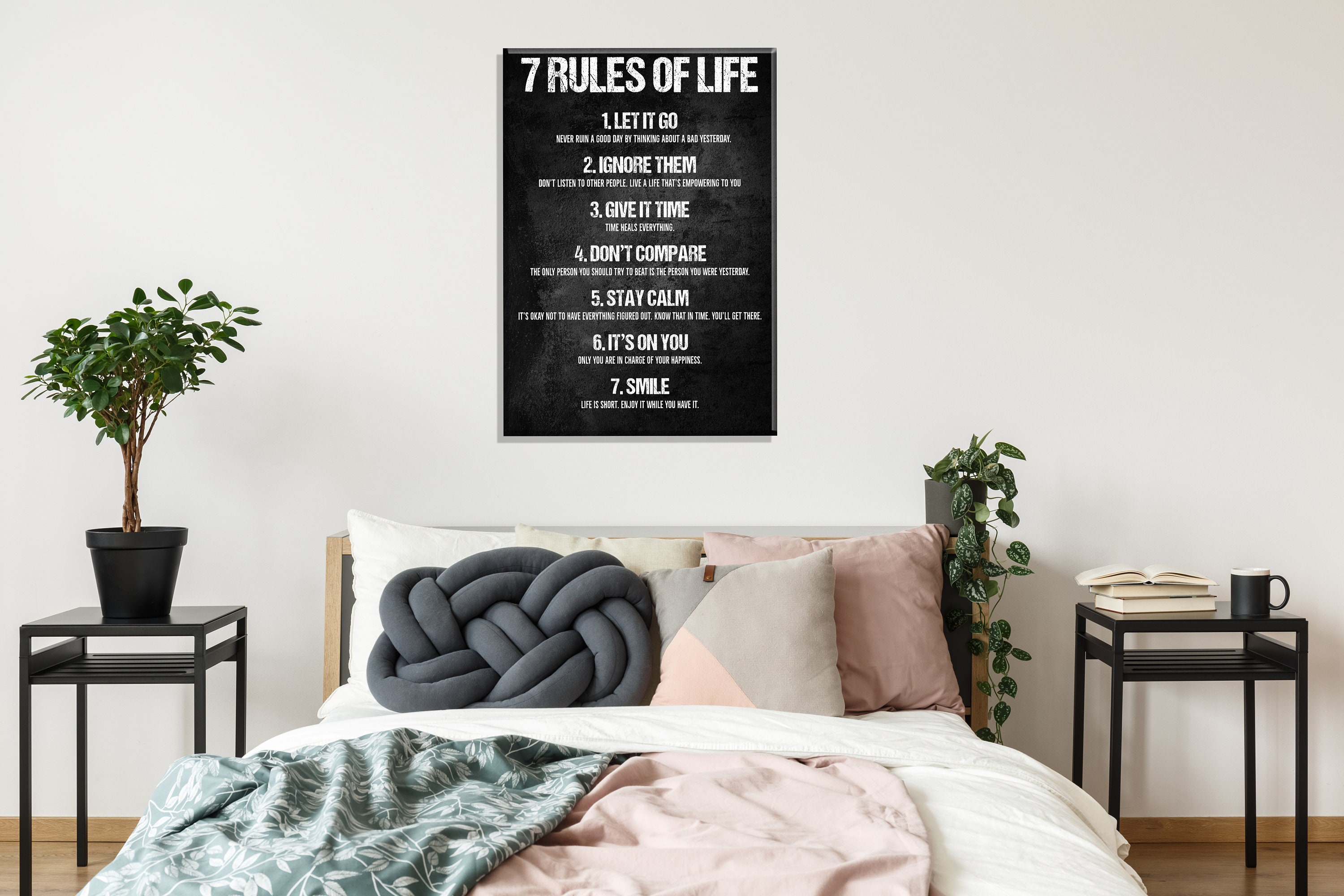 7 Rules of Life Inspirational Quote Canvas Print Wall Art - Etsy