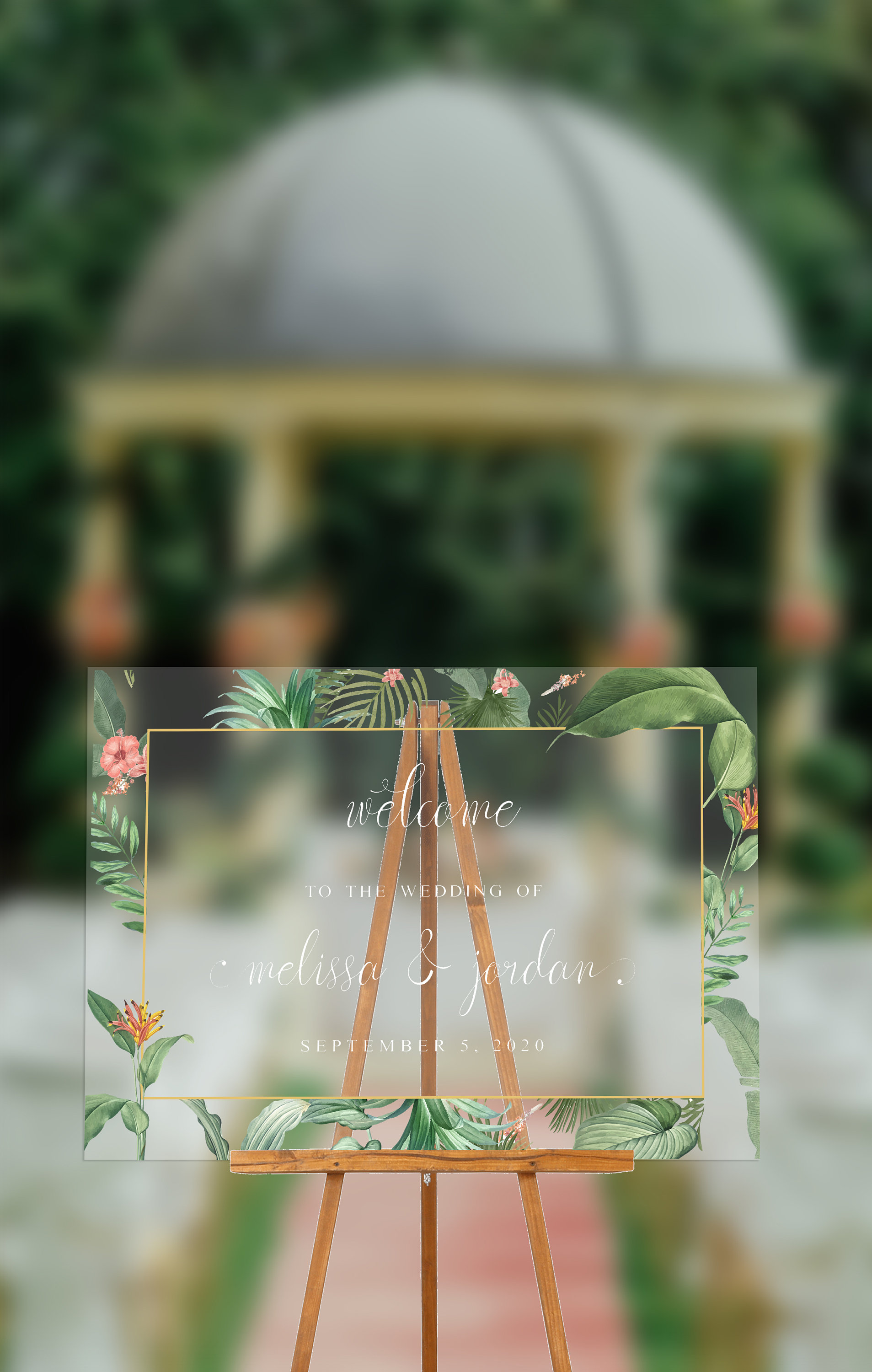 Tropical Flower Printed Acrylic Wedding Sign Floral Clear | Etsy