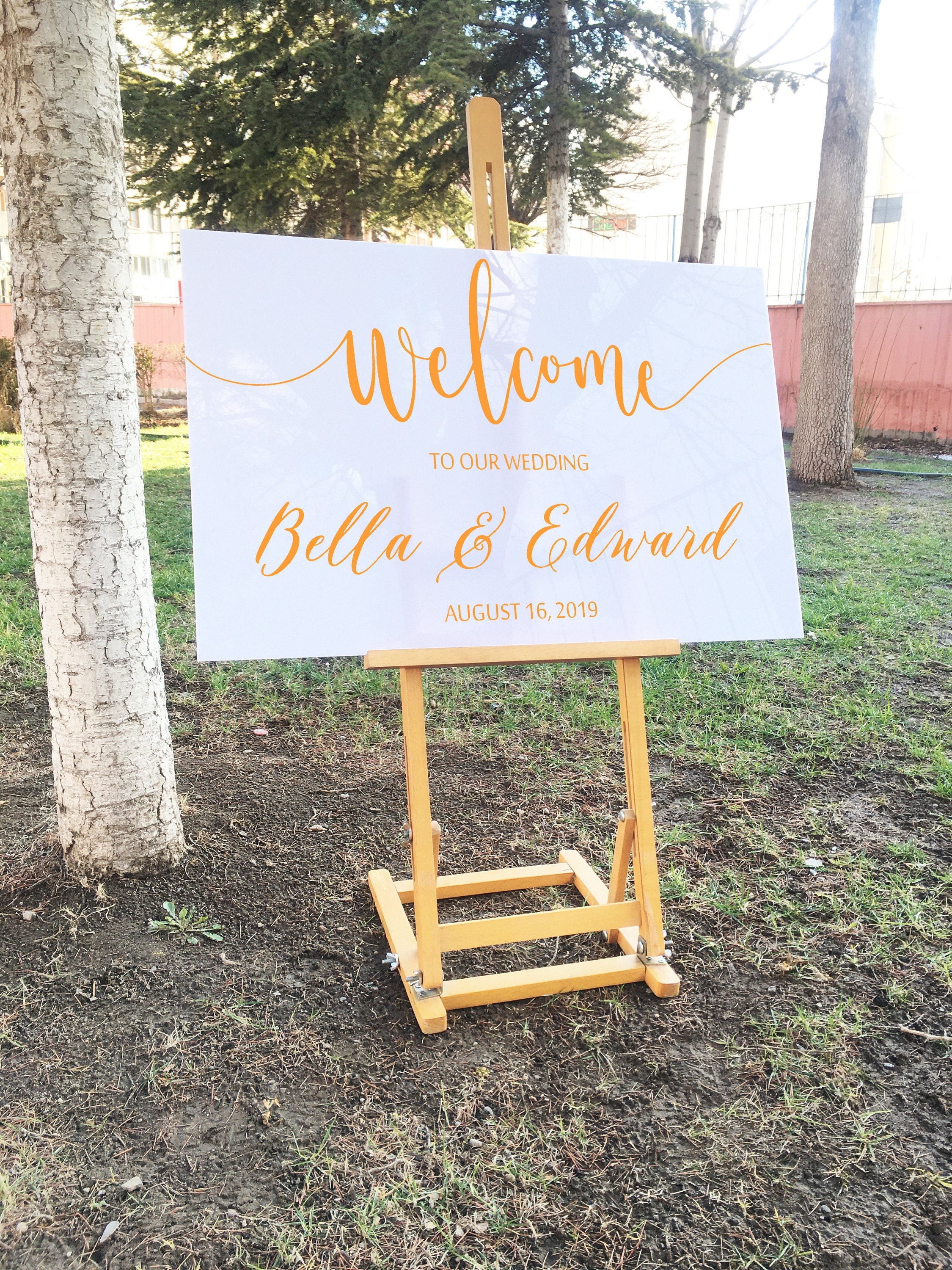 White Acrylic Wedding Sign Modern Wedding Decor Black Font - Etsy