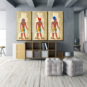 Ancient Egyptian Pharaoh Decor Canvas - Egypt Religion Gods Set Poster ...
