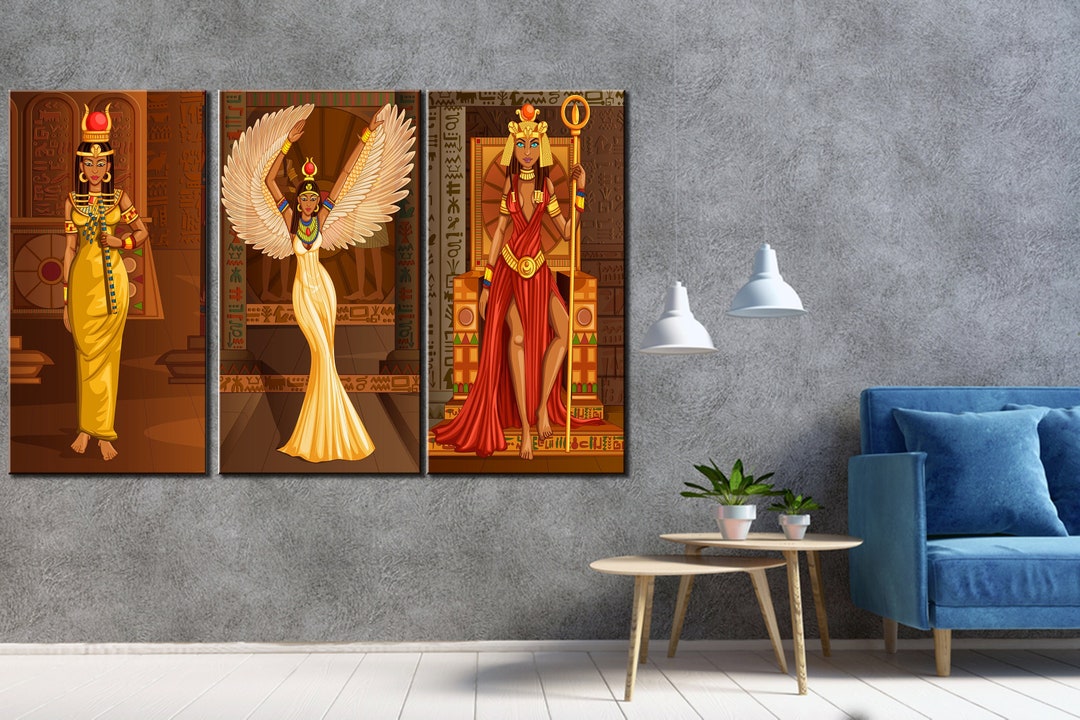 Egyptian Ancient Queens and Goddess Canvas , Traditional Egyptian ...