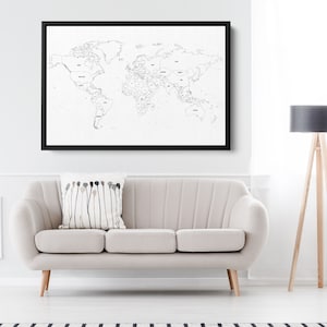 Paintable World Map Canvas, Customizable Map for Travelers, Perfect ...