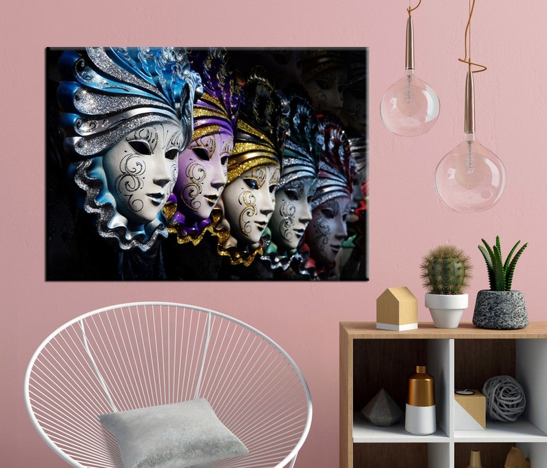 Venetian Masks Wall Art Decor Modern Wall Art Office Print - Etsy