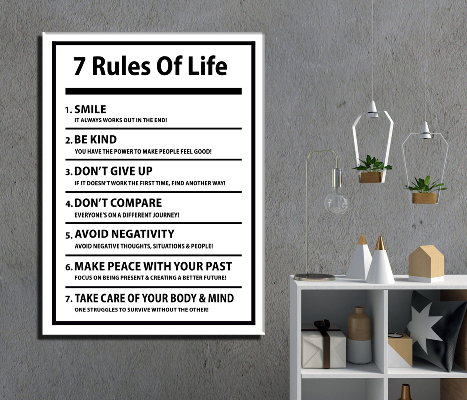 7 Rules Of Life Inspirational Quote Canvas Print Wall Art | Etsy