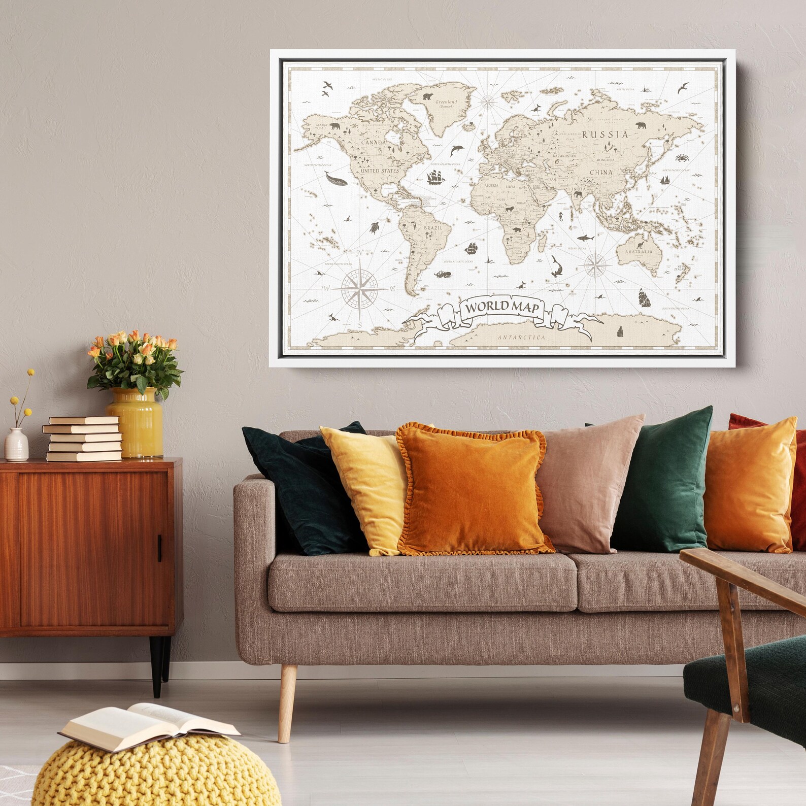 WORLD Map Canvas Wall Art Earth Map Framed Canvas Push Pin - Etsy