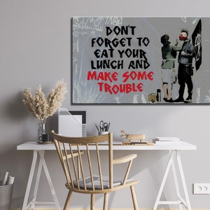 Banksy Canvas Print: Don't Forget Lunch, Anarchy Wall Art - Etsy