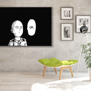 Saitama Wallart Canvas, Anime Canvas Decor, Saitamalove Art Decor ...