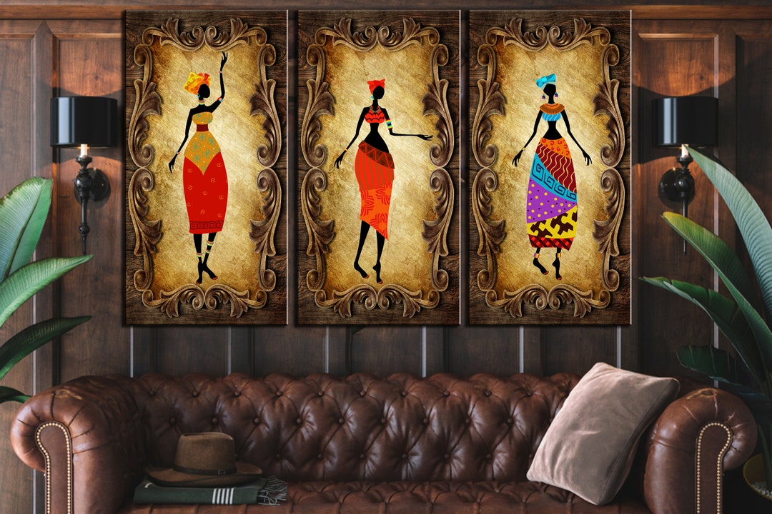 African Black Womans Ethnic Traditional Wearings and Dress Colorful ...