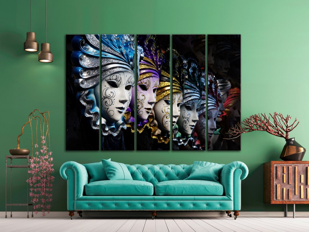 Venetian Mask Canvas Print Set | Abstract Wall Art Decor - Etsy
