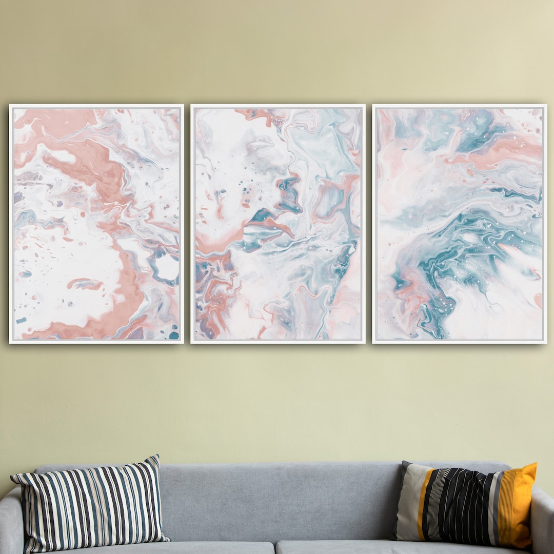 Abstract Wall Art Pink Gold Canvas Print Luxury Wall Art Multi Panel ...