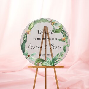 Tropical Leaf Wedding Welcome Sign | Special Welcome Sign | Round Clear ...