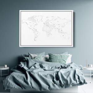 Paintable World Map Canvas, Customizable Map for Travelers, Perfect ...