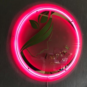 Double Acrylic Gold Mirrored Embossed Neon Lighted Logo Sign /business ...