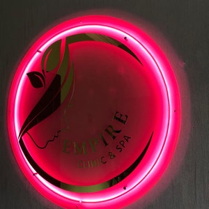 Double Acrylic Gold Mirrored Embossed Neon Lighted Logo Sign /business ...