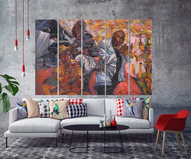 Afro Classic Jazz Abstract Dancing African People Canvas | Etsy
